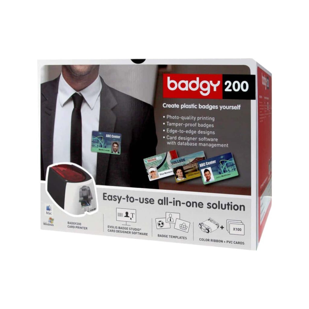 Evolis Badgy 200 ID Card Printer Bundle (Single-Sided) - ALG ID Cards